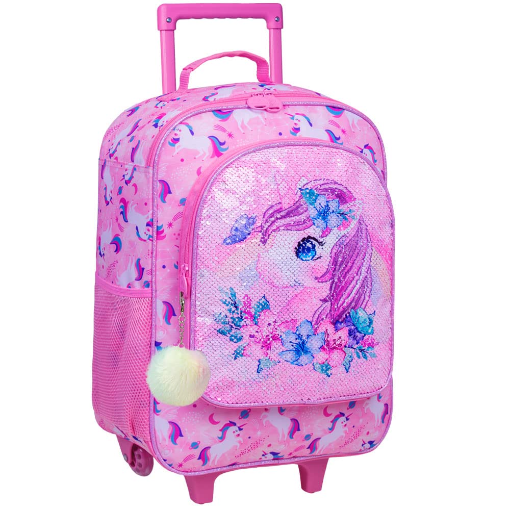 UFNDC Kids Luggage for Girls, Unicorn Suitcase Rolling with Wheels,Travel Carry on for Children Toddler elementary