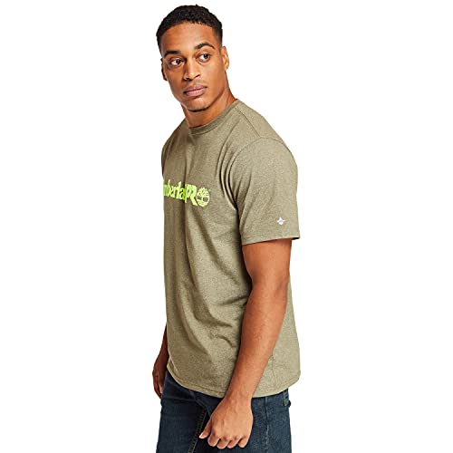 Timberland PRO Men's Base Plate Short Sleeve T-Shirt with Chest Logo, Burnt Olive Heather, L