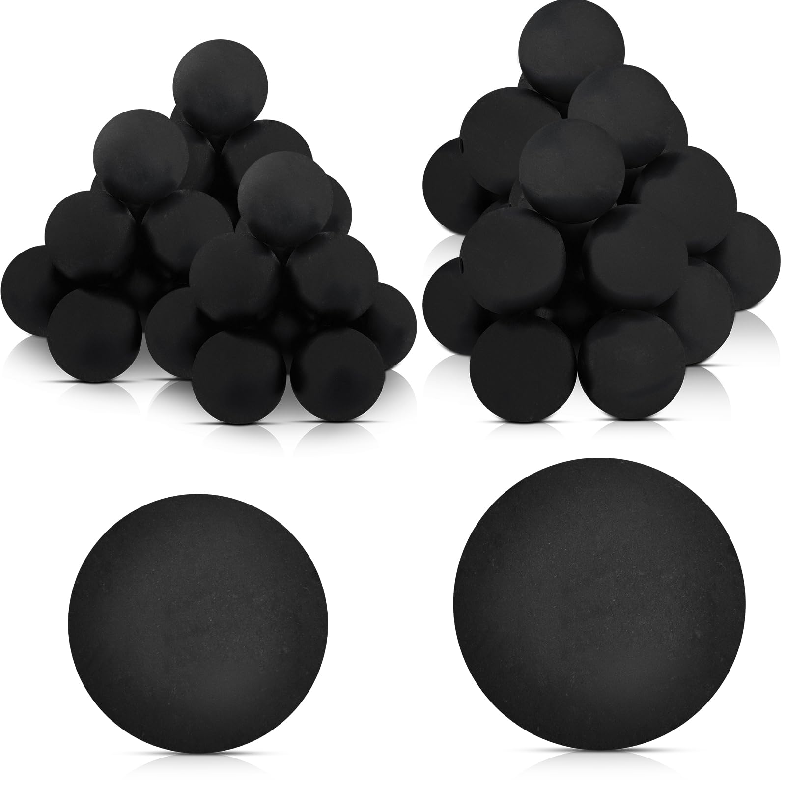 Suzile 50 Pcs Fire Ceramic Balls Bulk 3 Inch and 4 Inch Double Size Round Ceramic Fire Stones Rock Set for Indoor and Outdoor Fire Pit Fire Bowl Fireplaces Accessory, 2 Sizes, Black