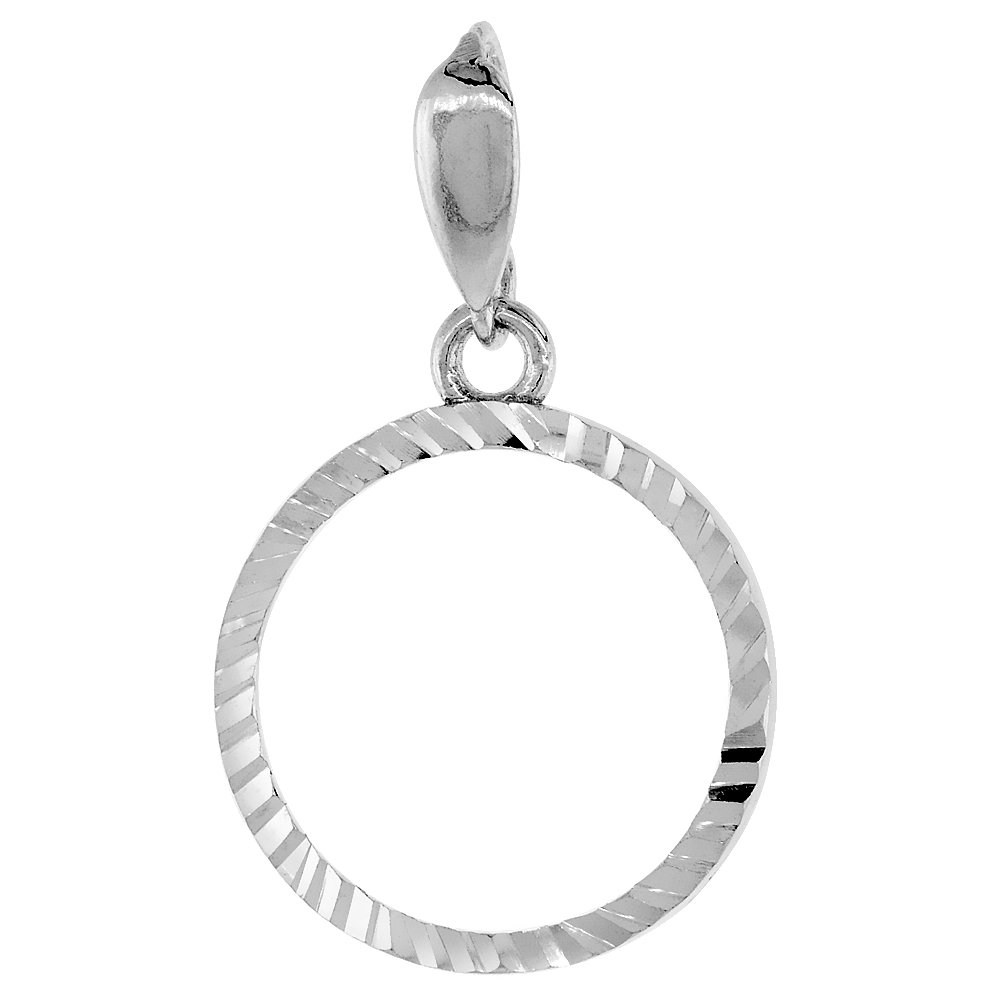 Sterling Silver Dime Bezel 18 mm Coins Prong Back Diamond Cut 10 cent Coin NOT Included