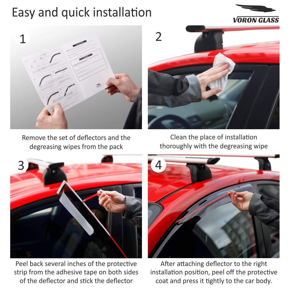 Voron Glass Extra Durable Rain Guards for, Window Deflectors, Vent Window Visors, 4 Pieces -