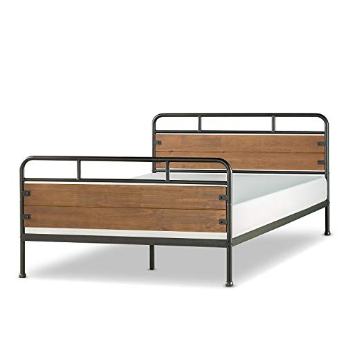 ZINUS Eli Metal and Wood Platform Bed Frame with Footboard / No Box Spring Needed / Steel Slat Support / Easy Assembly, Twin