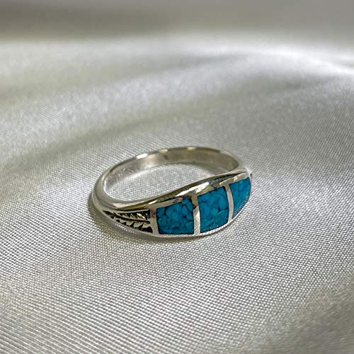 Southwestern Style Turquoise Gemstone 925 Sterling Silver Ring for Women Size 9