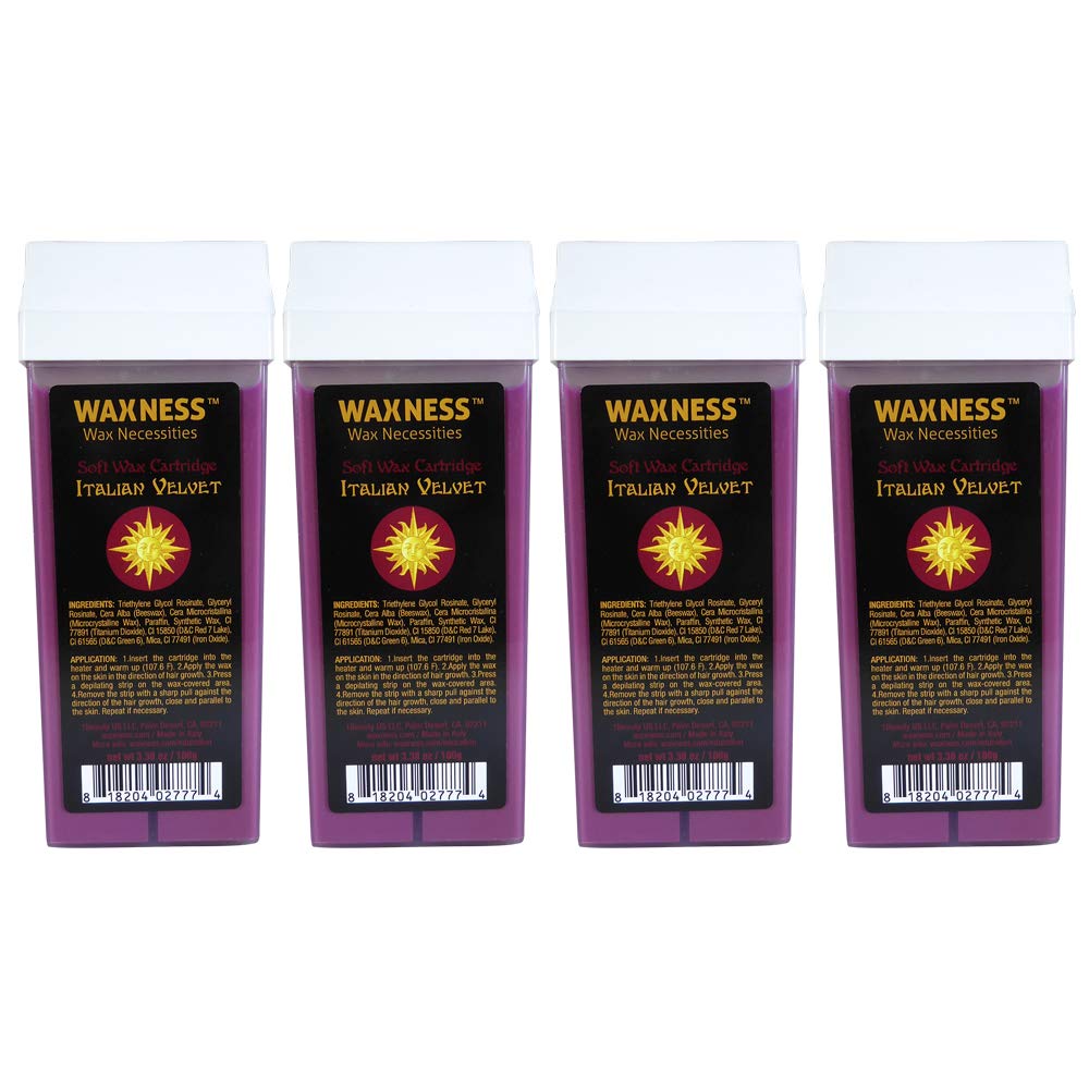 Waxness Wax Necessities Polymer Blend Luxury Italian Velvet Soft Wax Cartridge 3.38 Ounces Pack of 4