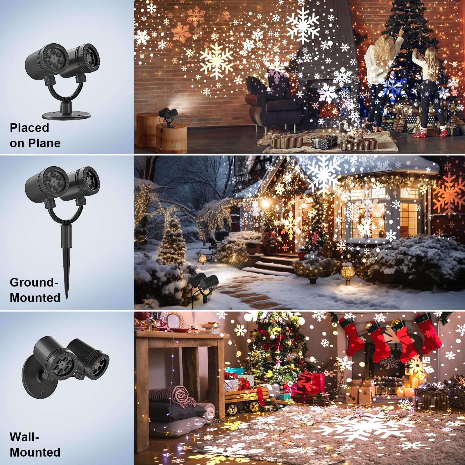 Snowflake Projector Lights Outdoor, Upgrade 2.0 HD Dynamic Christmas Projector Lights Outdoor, IP65 Waterproof Snow Projection Light for Xmas, Holiday, Wedding, Party, Home, Garden Landscape