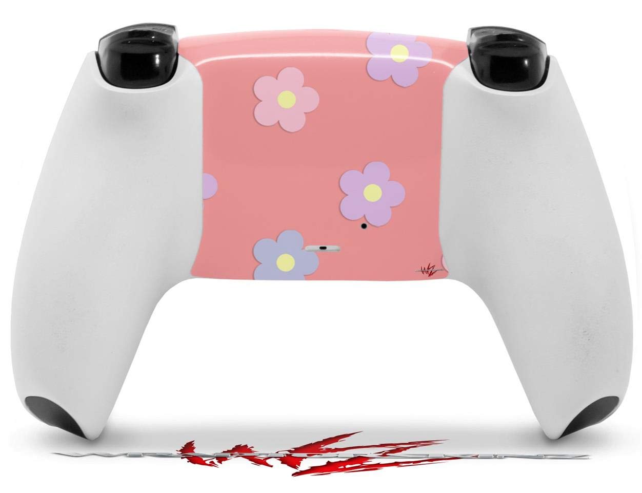 WraptorSkinz Skin Wrap compatible with Sony PS5 DualSense Controller Pastel Flowers on Pink (CONTROLLER NOT INCLUDED)