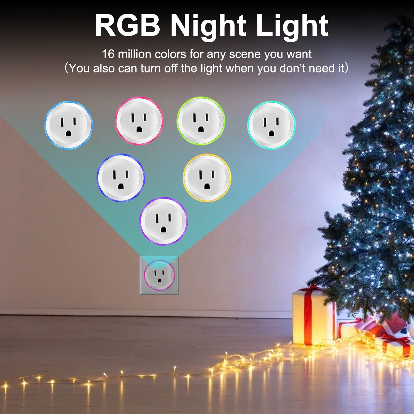 WiFi Smart Plug Mini Smart Outlet with Atmosphere Light,Smart Plug Work with Alexa& Google Home, Timer Function Device Sharing, Wall Plug No Hub Required APP Remote Control from Anywhere-2 Pack