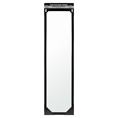 Truu Design Over-The-Door Classic Full Length Mirror,12 x 48 inches, Black, Wall Mounted Mirror, Large Body Mirror with Rectangular Framed for Bedroom Bathroom Living Room Décor