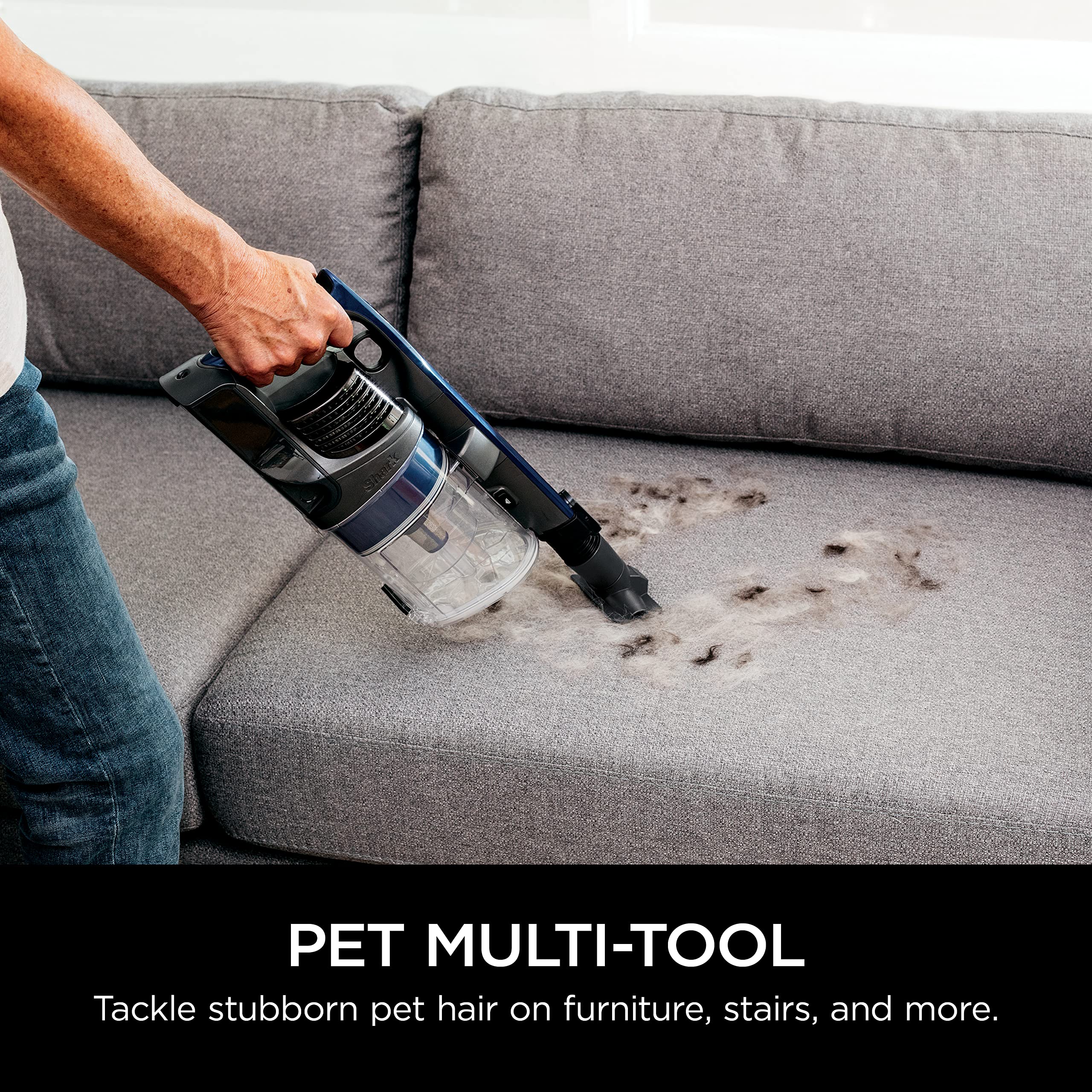 Shark IZ363HT Anti-Allergen Pet Power Cordless Stick Vacuum with PowerFins Technology and Removable Handheld, Blue (Renewed)
