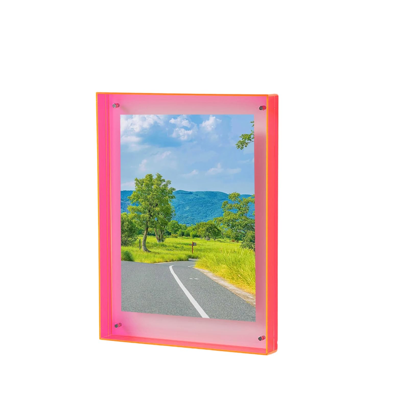 Tainrunse Photo Frame Floating Effect Photo Frame Acrylic Photo Frame Vibrant Floating Picture Frame for Gallery Home Office Decoration Rose Red 16cm