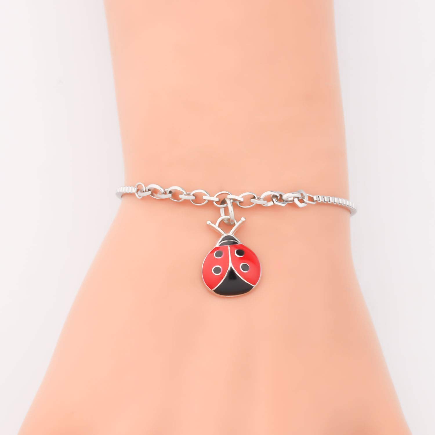WUSUANED Good Luck Ladybug Adjustable Slider Bracelet Ladybug Inspirational Jewlery Ladybug Lover Gift For Women