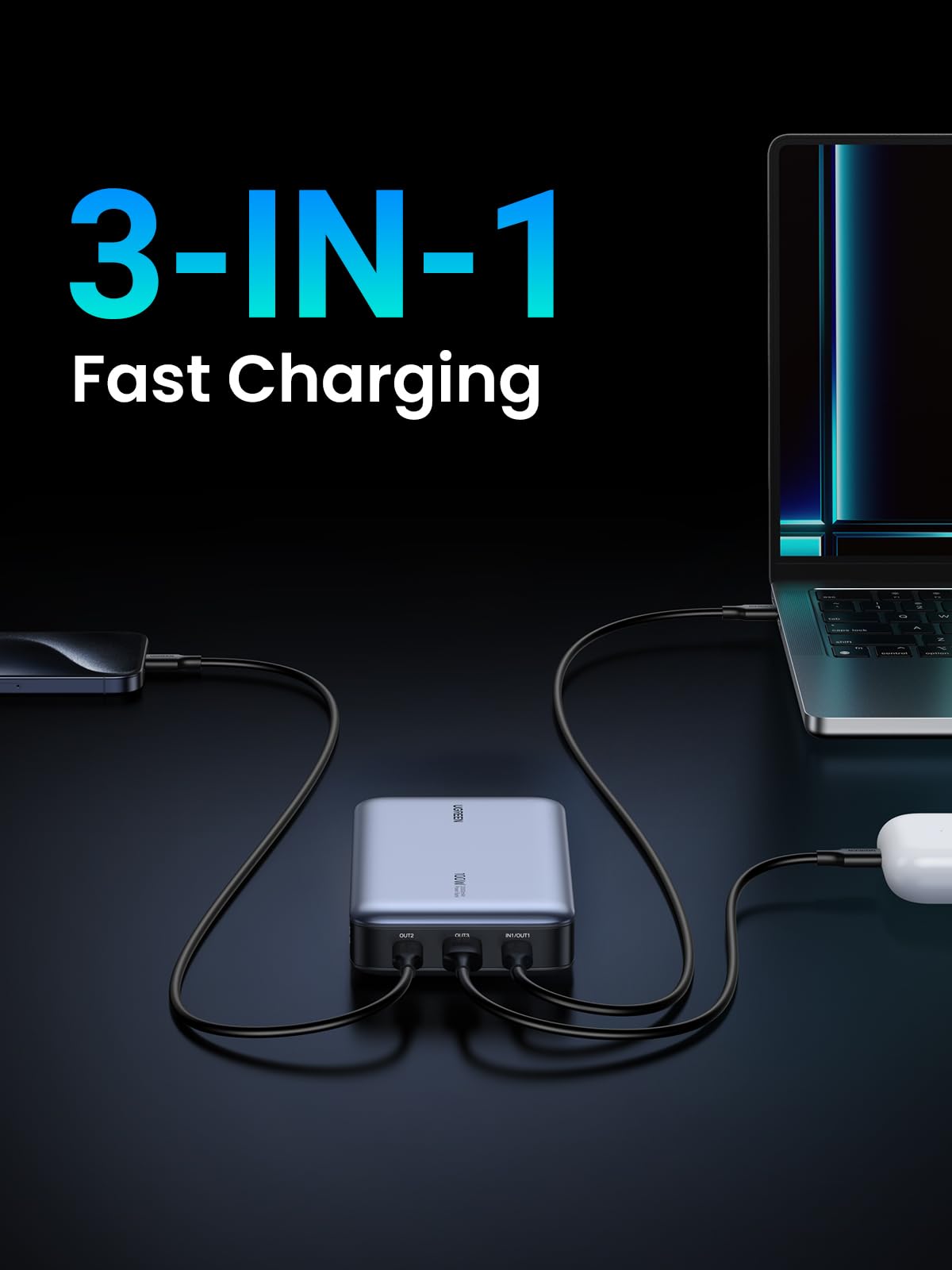 UGREEN 100W 20000mAh Power Bank, Nexode Portable Charger USB C 3-Port PD3.0 Battery Pack Digital Display, for MacBook Pro/Air, iPad, iPhone 15 Pro, Galaxy S24 Ultra, Steam Deck, Dell XPS and More