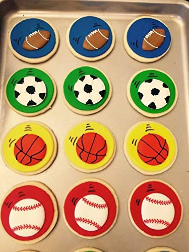 Set of 12 Royal Icing Sports Balls - Edible Cupcake Toppers by Sugar Deco (Baseballs)
