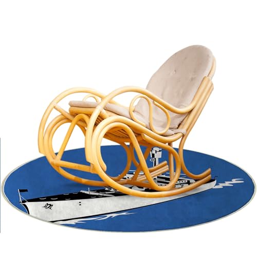 Round Chair Mat for Hard Floors Cartoon Floor Protectors for Chairs Violet Blue White Back Office Chair Mat with Lip for Carpets 4 FT