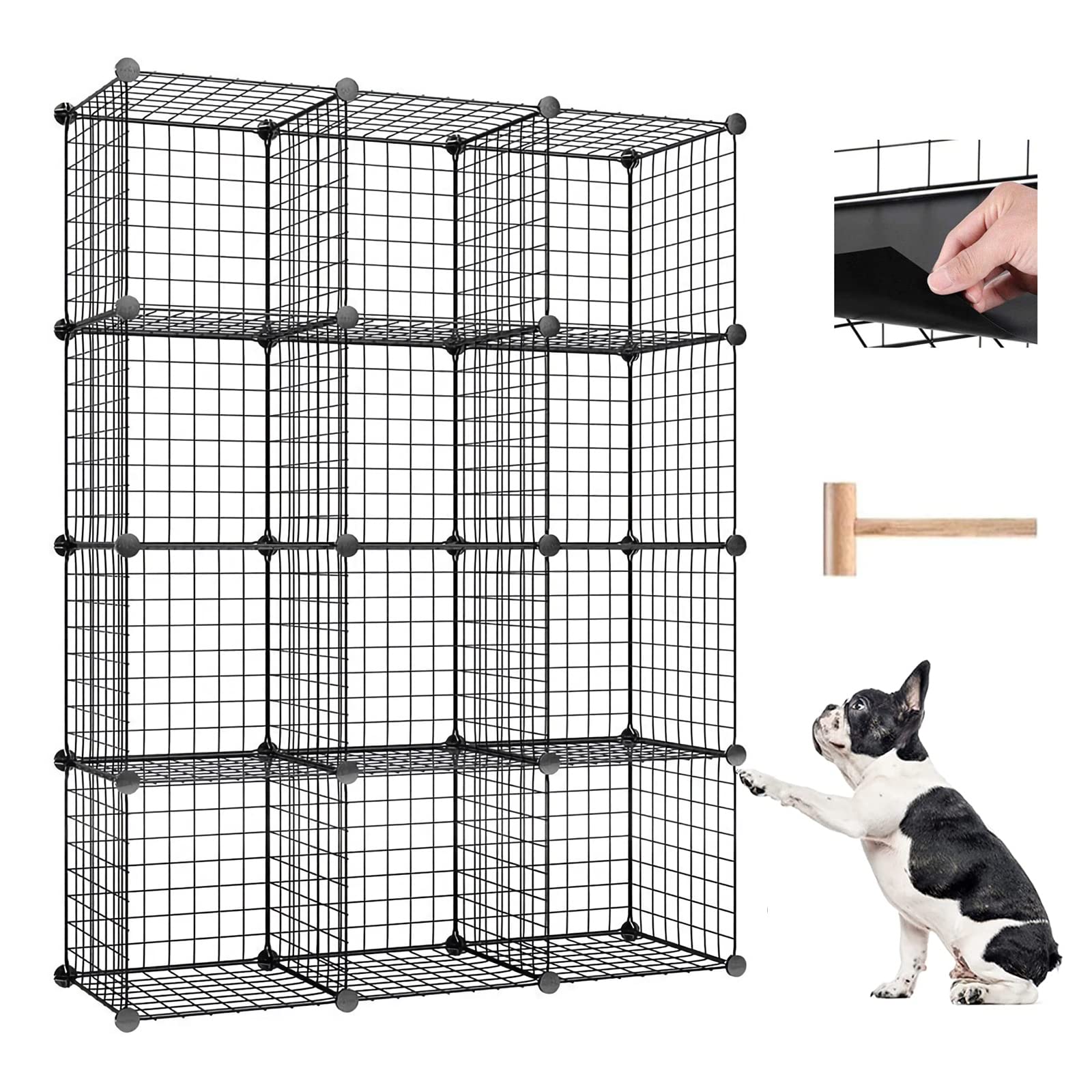 Wishwill Wire Cube Storage Organizer, 12 Cube Metal Wire Cube Shelving, Stackable Modular Storage Organizer , DIY Closet Cabinet Bookshelf Ideal for Living Room, Bedroom, Office Black