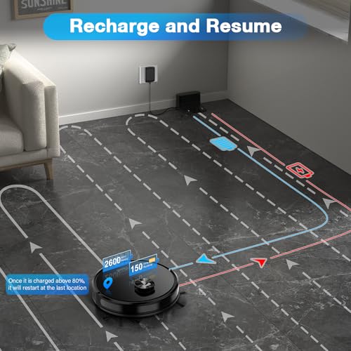 Tikom L9000 Robot Vacuum and Mop Combo, LiDAR Navigation, 4000Pa Robotic Vacuum Cleaner, Up to 150Mins, Smart Mapping, 14 No-go Zones, Good for Pet Hair, Carpet, Hard Floor