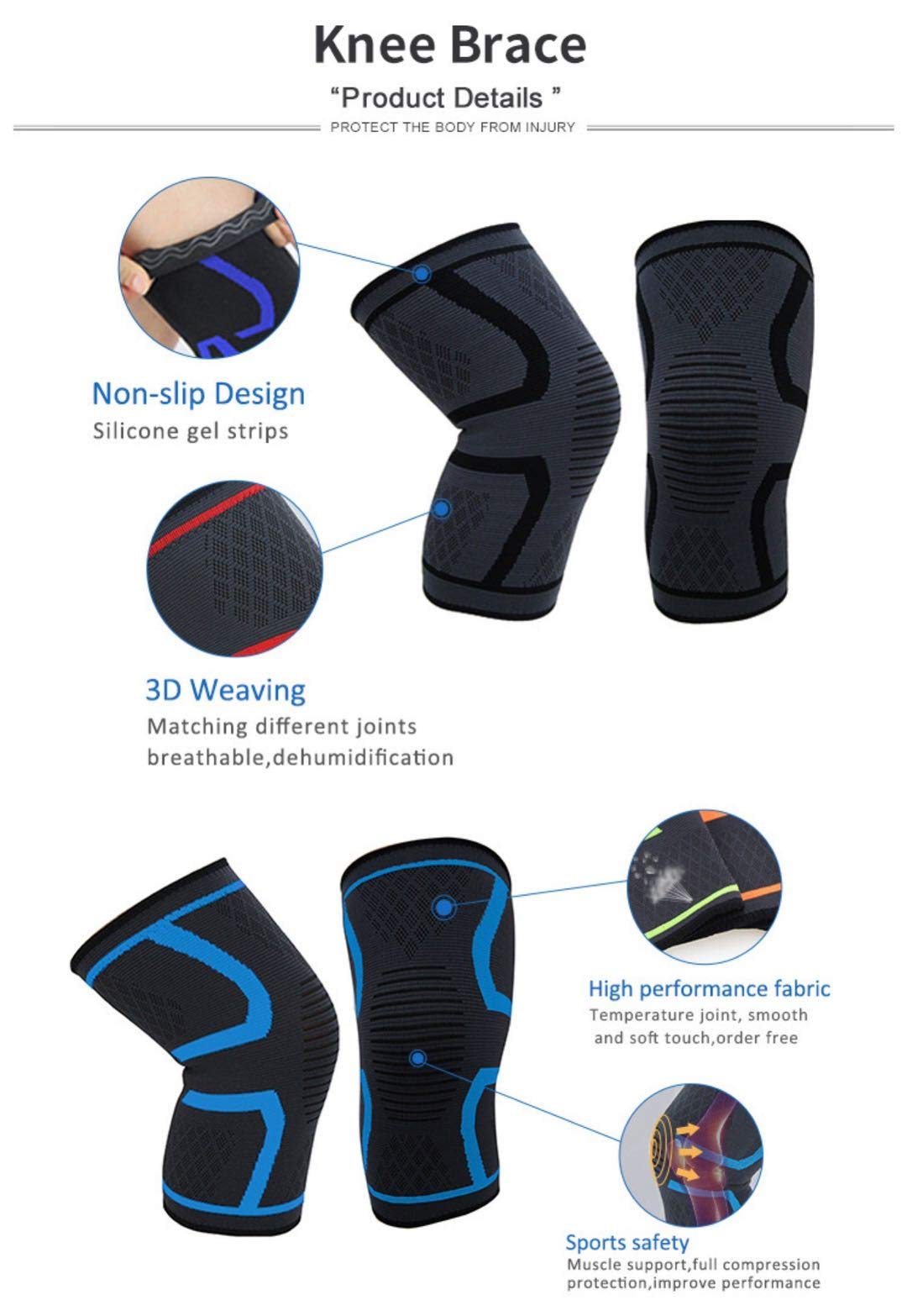 Z&C Knee Compression Sleeve for Women and Men, Support for Joint Pain Relief, Running,Jogging, Arthritis&Injury Recovery, Single wrap, Black, Size M