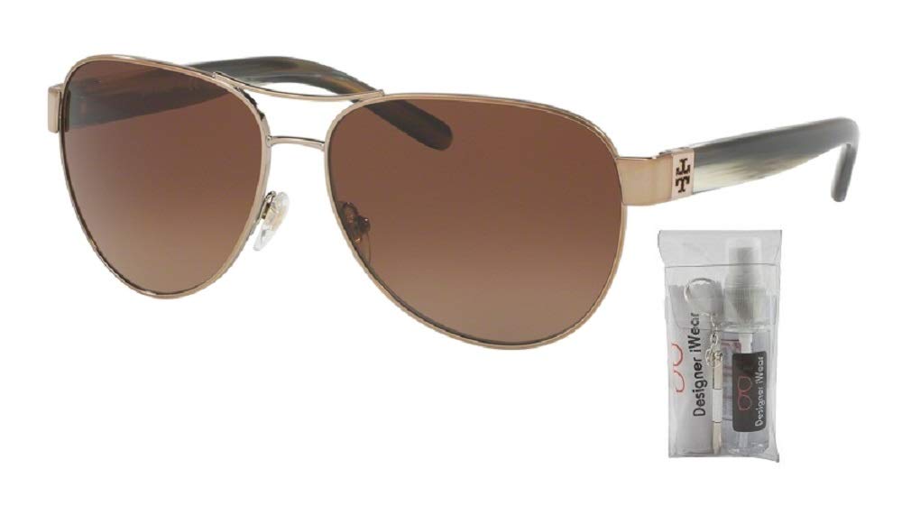 Tory Burch TY6051 304122 60M Gold/Blue Flash Polarized Aviator Sunglasses For Women + BUNDLE with Designer iWear Eyewear Kit