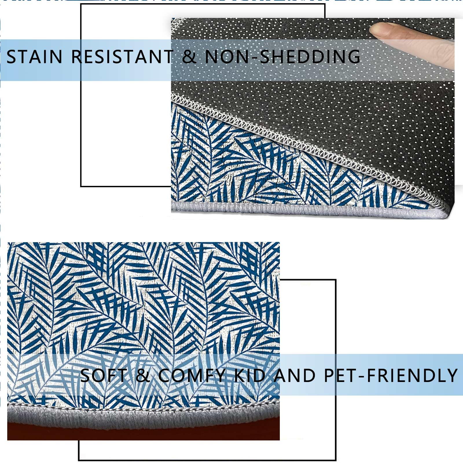 Round Chair Mat for Carpet Navy Blue Hard Floor Mat for Desk Blue White Non-Slip Floor Mats Office Rug Floor Protectors 4 FT
