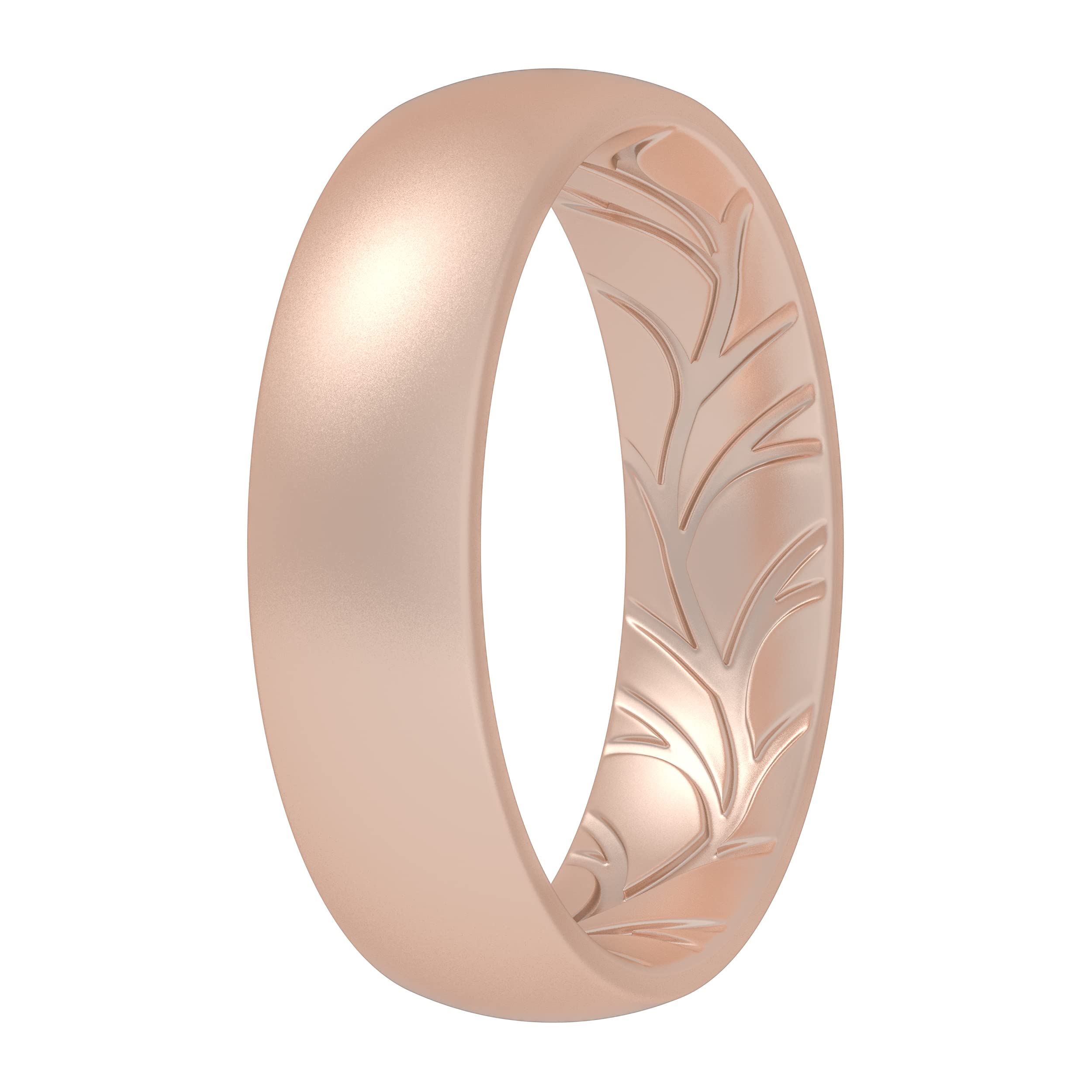 ThunderFit Women Silicone Wedding Bands, Breathable Leaf Cross Pattern Rubber Engagement Rings 5.5mm Wide 1.6mm Thick - 1/4 Variety Multipack (Pack E - Size 5.5-6 (16.5mm))