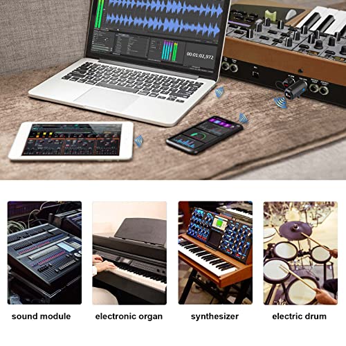 Xvive MD1 Wireless MIDI Bluetooth 5 MIDI DIN MIDI Adapter, MIDI Split/Merge,Synthesizer Digital Piano Keyboard to MIDI, macOS, iOS, Android, Windows