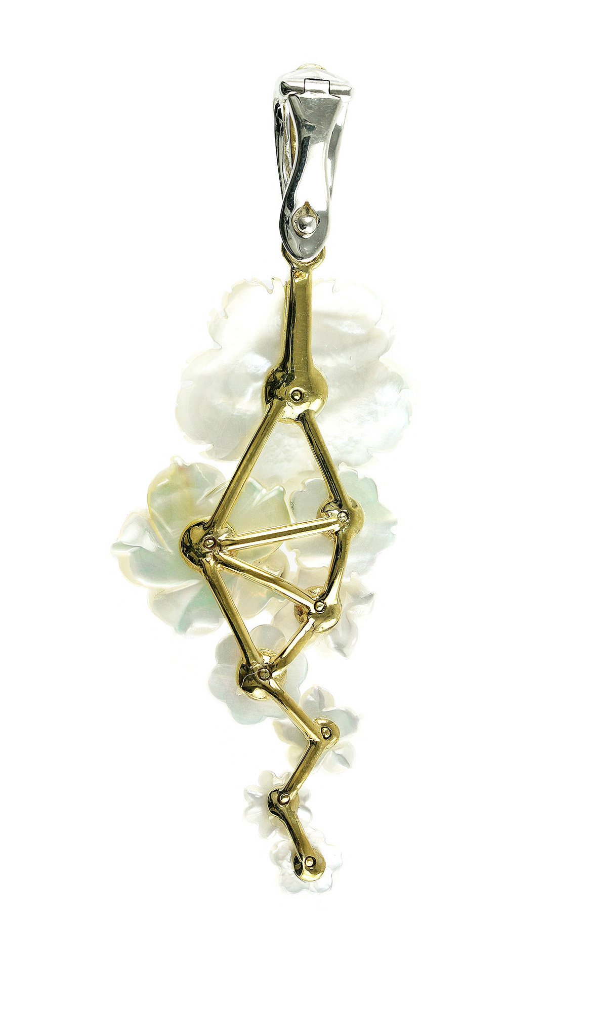 Sterling Silver Mother of Pearl w/Bronze Pendant Enhancer