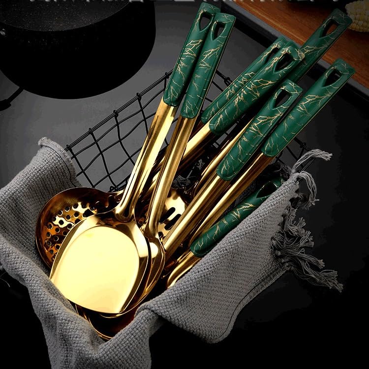 SLEEVY Stainless Steel Kitchen Tools Cooking Set Spatula Shovel Soup Spoon Kitchen Accessories Baking Tools (Color : E, Size : 8 pieces)
