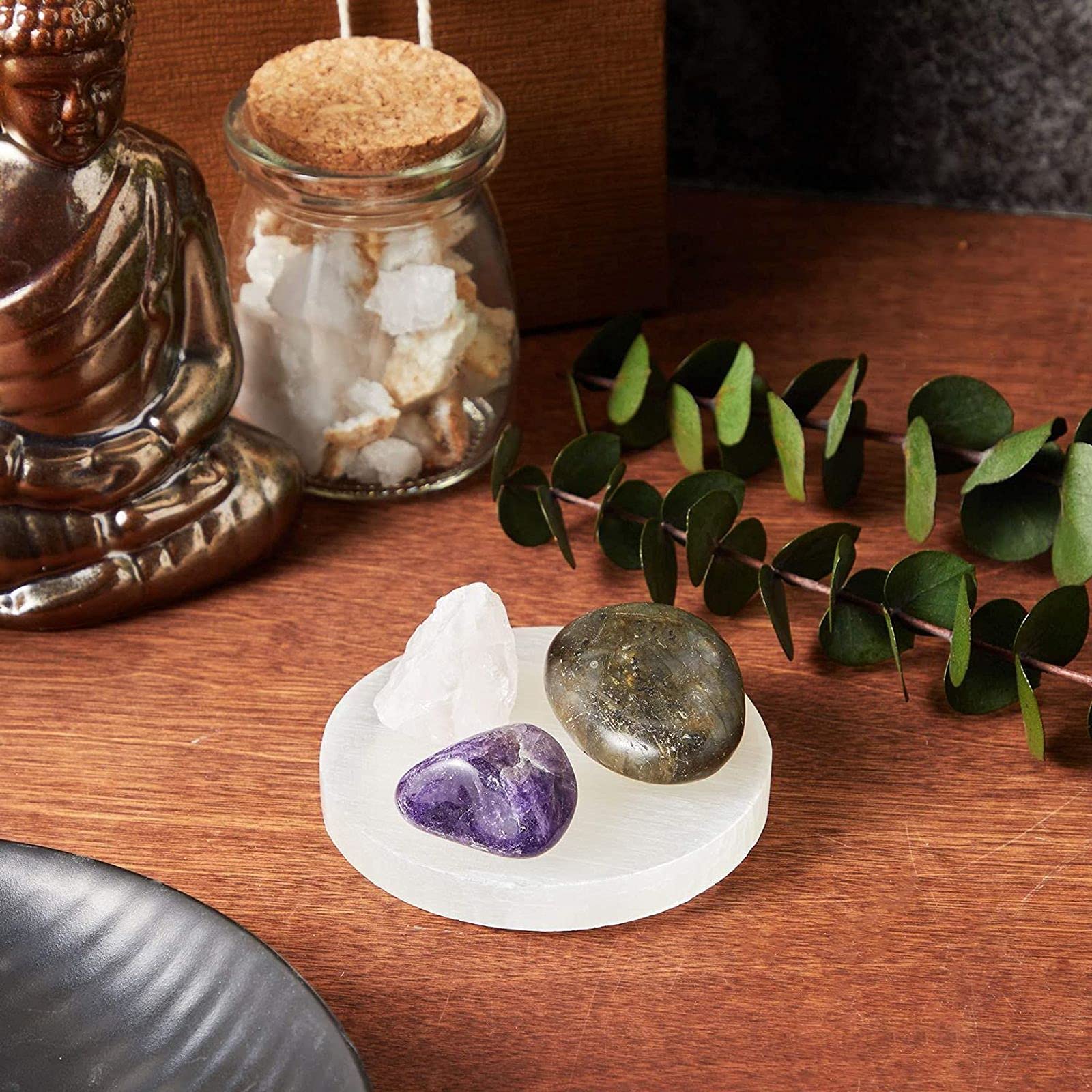 Wellbrite Selenite Charging Plate for Crystals and Healing Stones (3 Inches)