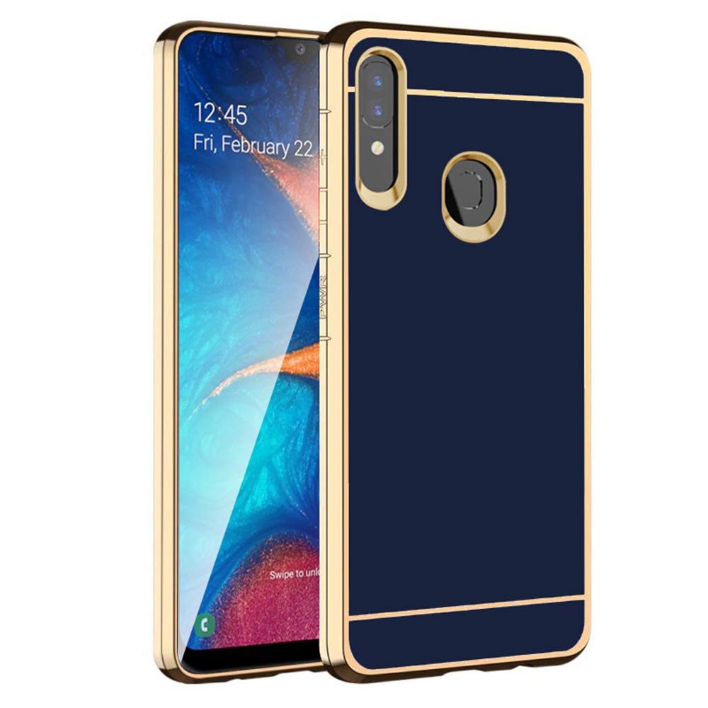 TabPow Samsung Galaxy A20 / A30 Case, Electroplate Slim Glossy Finish, Drop Protection, Shiny Luxury Case - Royal Blue Gold