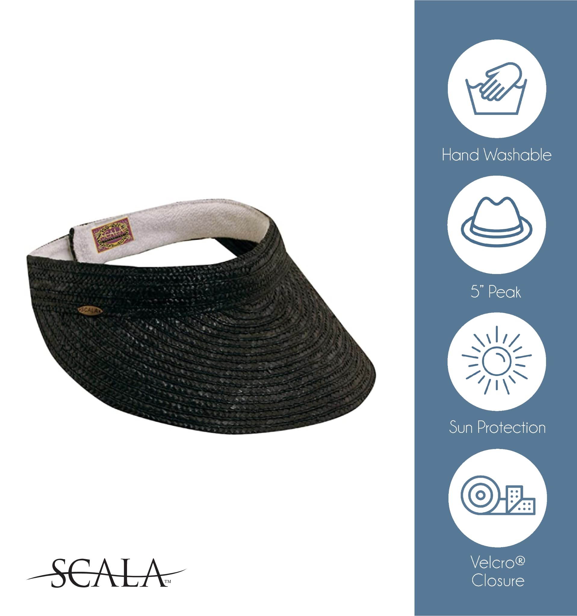 Scala Women's Sewn Braid Visor, Natural, One Size