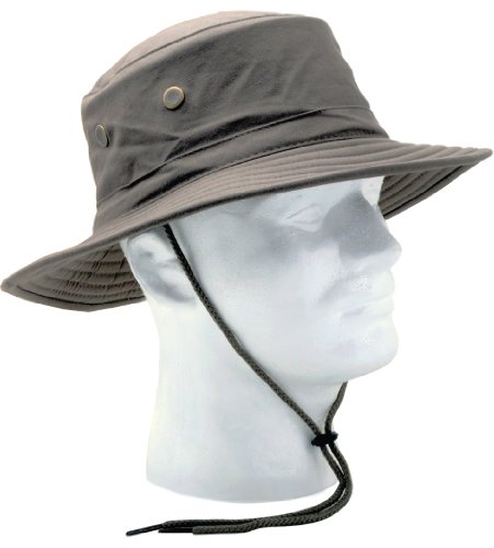 Sloggers Classic Cotton Hat with Wind Lanyard, Dark Brown, UPF 50+ Maximum Sun Protection, Style 4471DB,Adjustable Medium to Large