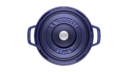 STAUB Cast Iron 13.25-qt Round Cocotte - Dutch Oven, Made in France, Serves 4-6 People - Dark Blue