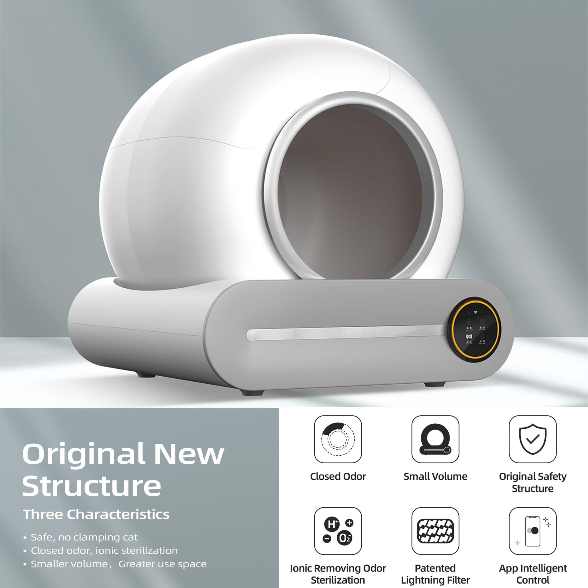 Tidyard Self-Cleaning Cat Litter Box, Automatic Scooping and Odor Removal, App Control Support 2.4G WiFi, Smart Automatic Cat Litter Box with Liner