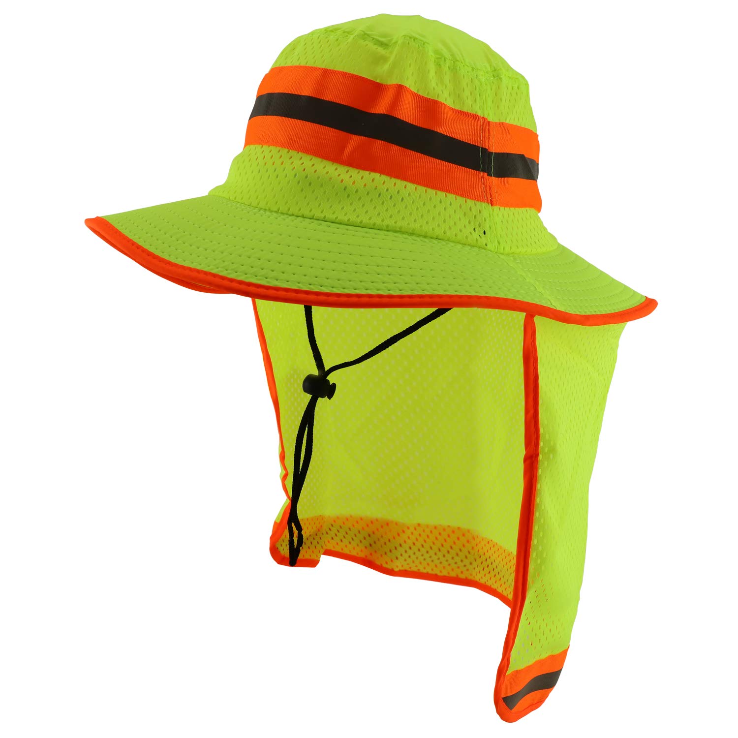Trendy Apparel Shop High Visibility Neon Color Reflective Boonie Hat Mesh Flap - Safety Yellow