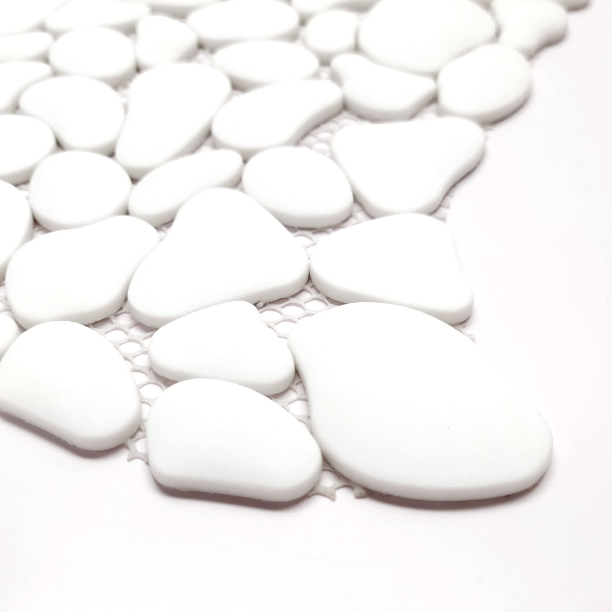 Sunwings 6X6 INCH SAMPLE Pebble Tile for Shower Floor Border Kitchen Bathroom Backsplash. Marble Stone Looks Wall and Floor Tile, White
