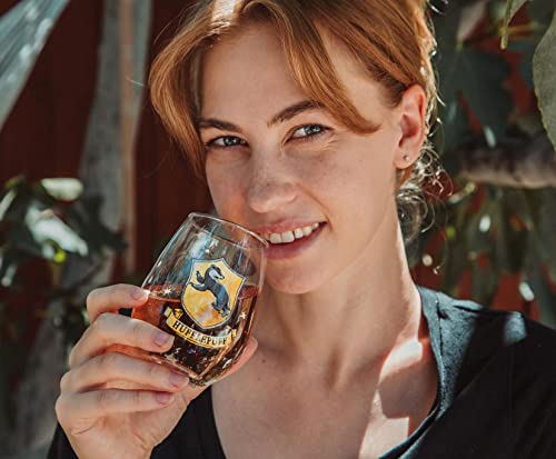 Toynk Harry Potter Hogwarts House Crests 12-Ounce Stemless Wine Glasses | Set of 4