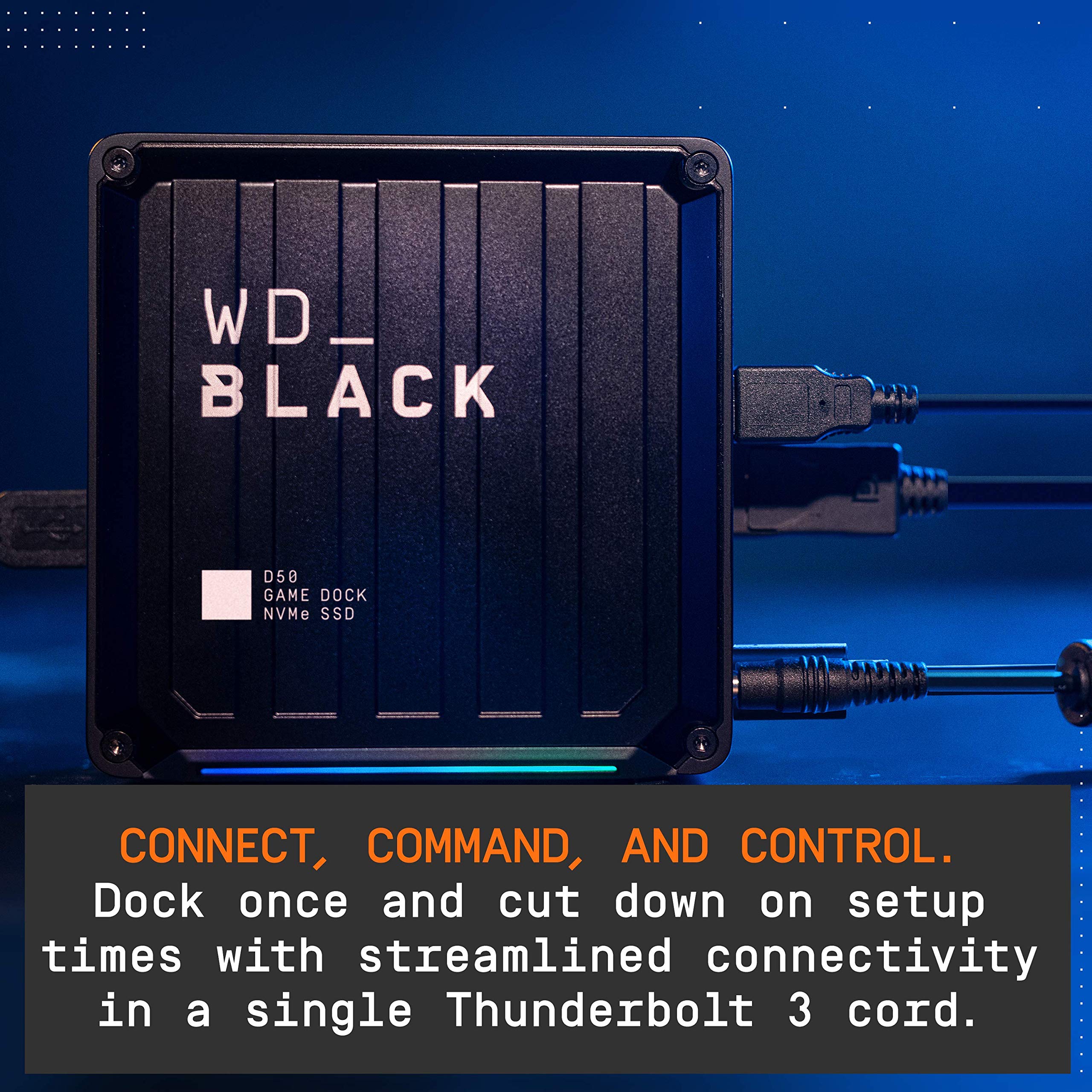 WD_BLACK 1TB D50 Game Dock NVMe SSD Solid State Drive, RGB with Thunderbolt 3 Connectivity, Up to 3,000 MB/s - WDBA3U0010BBK-NESN