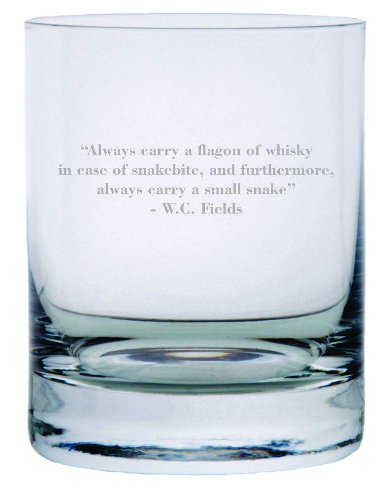 W.C. Fields Quote Etched Crystal Rocks Whisky Glass