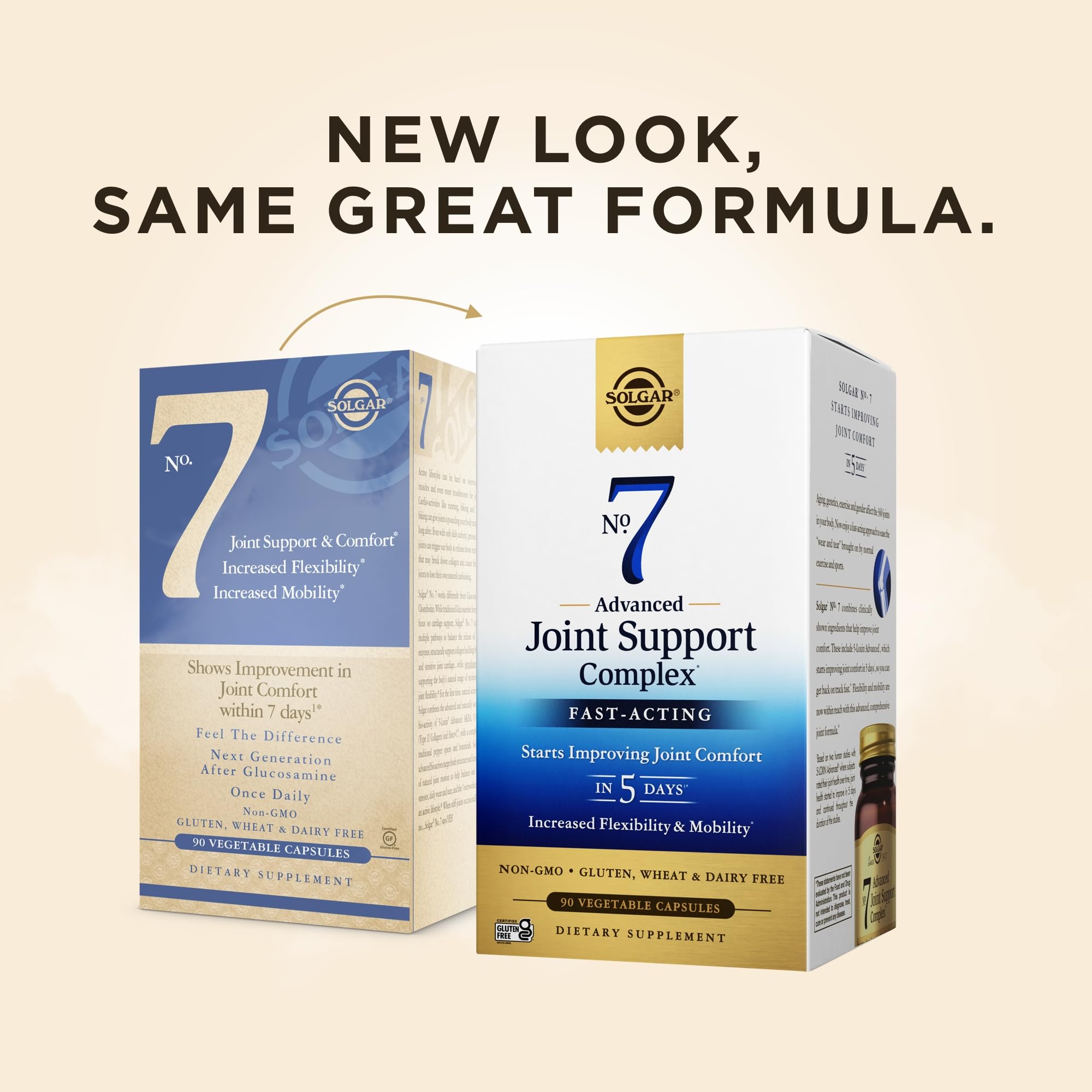 SOLGAR No. 7 Advanced Joint Support Complex - 90 Vegetable Capsules, Pack of 2 - Fast-Acting Formula - Non-GMO, Gluten Free, Dairy Free - 180 Total Servings