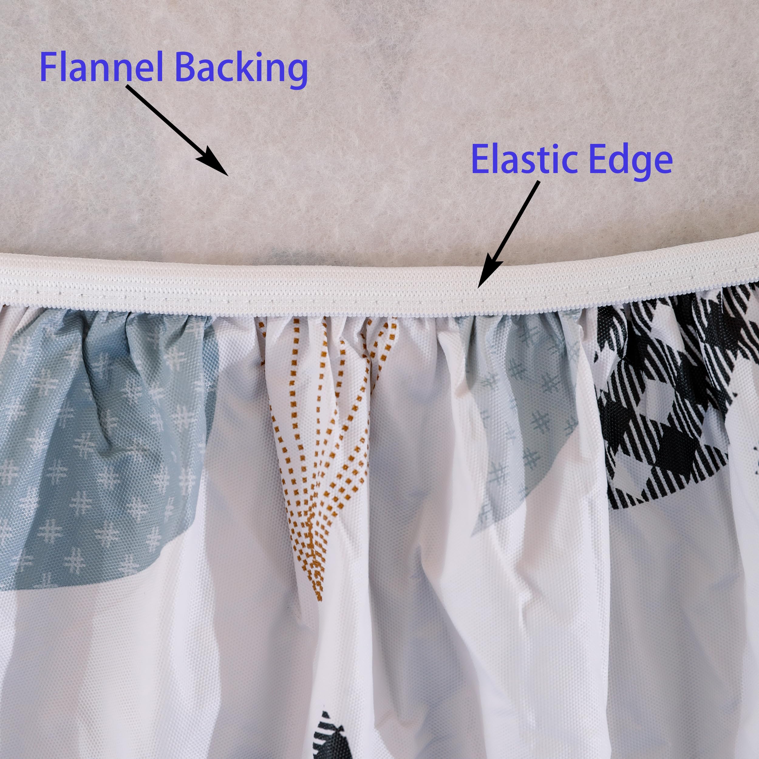 Round Vinyl Fitted Tablecloth with Flannel Backing Elastic Edge Design Table Cover Waterproof Oil-Proof PVC Table Cloth Stain-Resistant Wipeable for Round Table