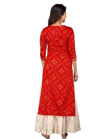 Trend Matters indian Women's Red Printed Kurta with Skirt …