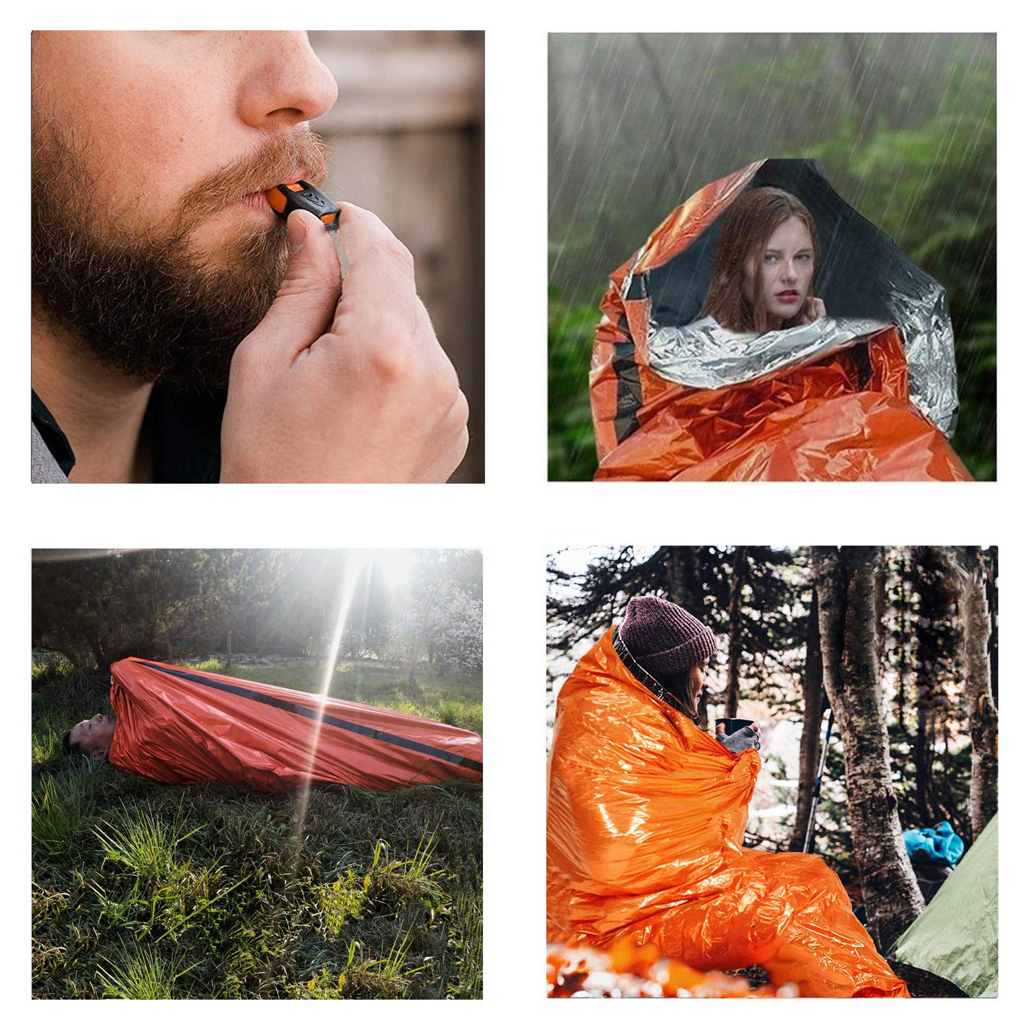 Wild Peak Emergency Waterproof Bivy Sack Sleeping Bag with Survival Gear Whistle - Ultra Lightweight, Compact Thermal Mylar Blanket, Reflective, Reusable, Durable Bivvy