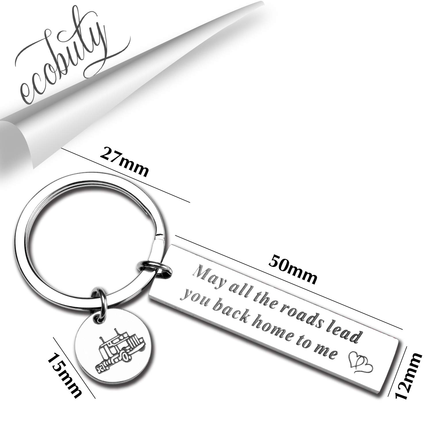 Trucker Husband Long Distance Gift For Semi Truck Driver keychain (truck-KR)