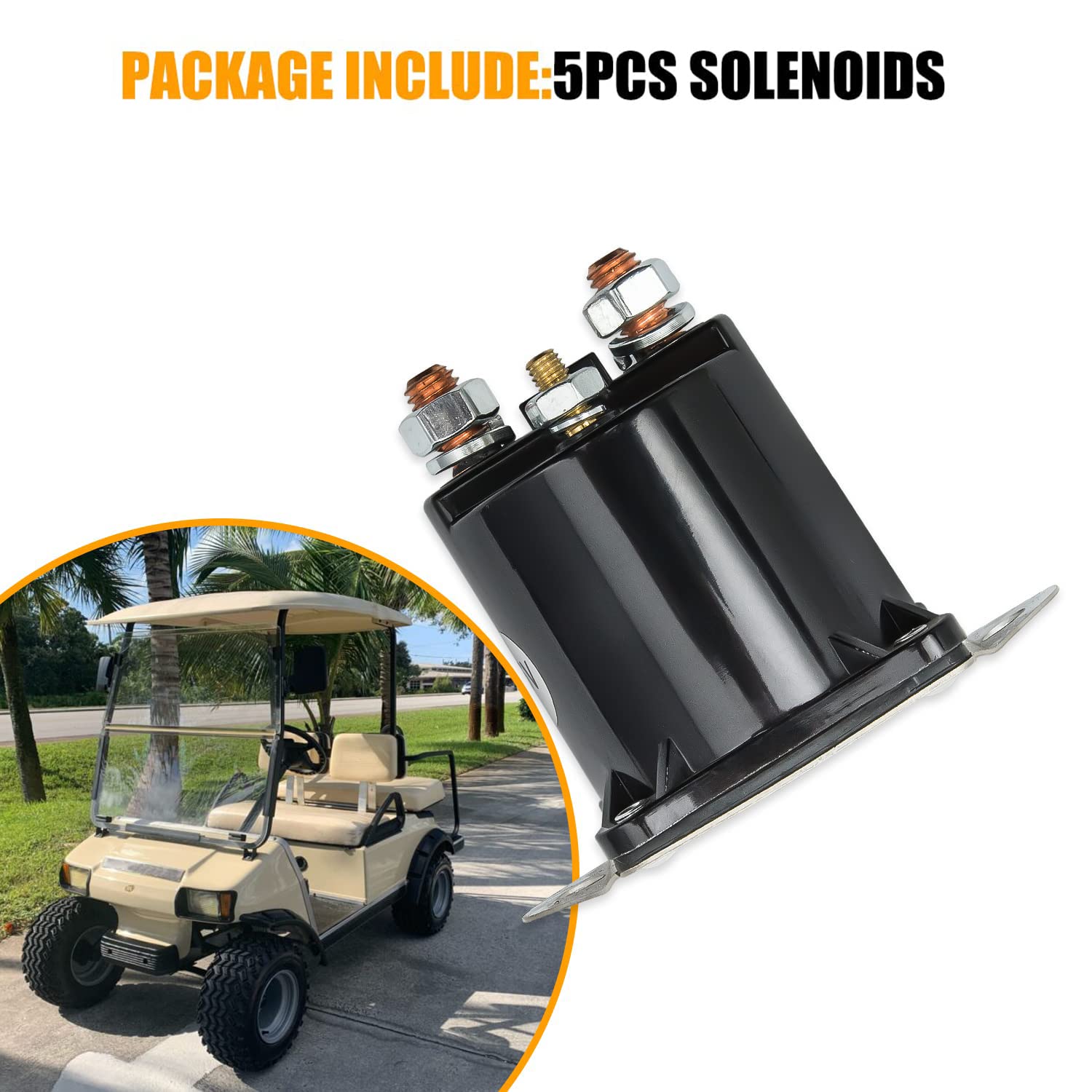 Wztepeng 5Pcs 36v golf cart solenoid 4 Terminals Solenoids Compatible with 1976-1998 Club Car DS Golf Cart,Replace# 8016