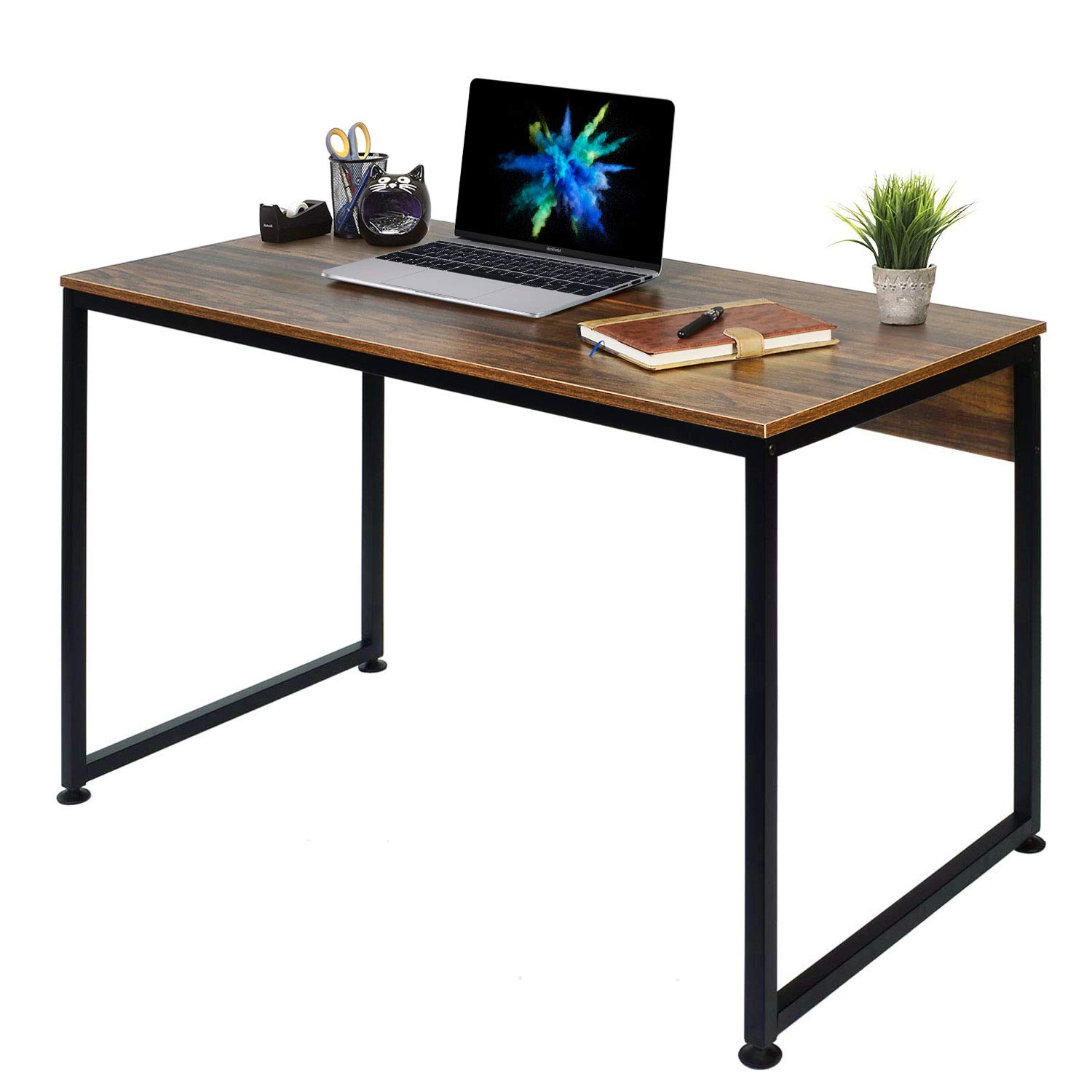 VECELO 47” Computer Desk Home Office Writing Laptop Table for Study Studio Work, Brown