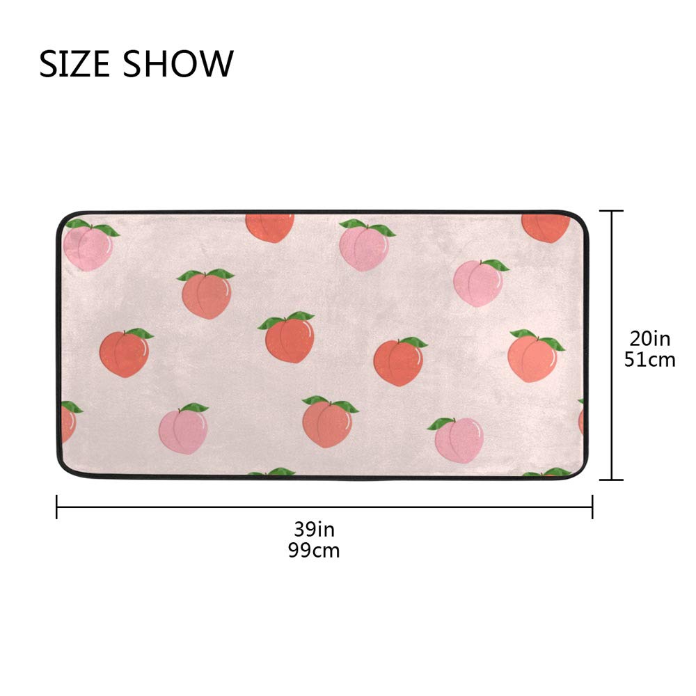 ZHIMI Kitchen Rug Anti Fatigue Kitchen Mat Peach Pattern Runner Carpet Non-Slip Laundry Rug Home Decor Rectangle Entryway Long Mat 39 x 20 Inch