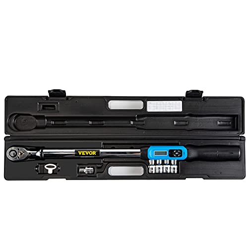 VEVOR Digital Torque Wrench, 1/2" Drive Electronic Torque Wrench, Torque Wrench Kit 12.5-250.7 ft-lb Torque Range Accurate to ±2%, Adjustable Torque Wrench w/LED Display and Buzzer, Socket Set & Case