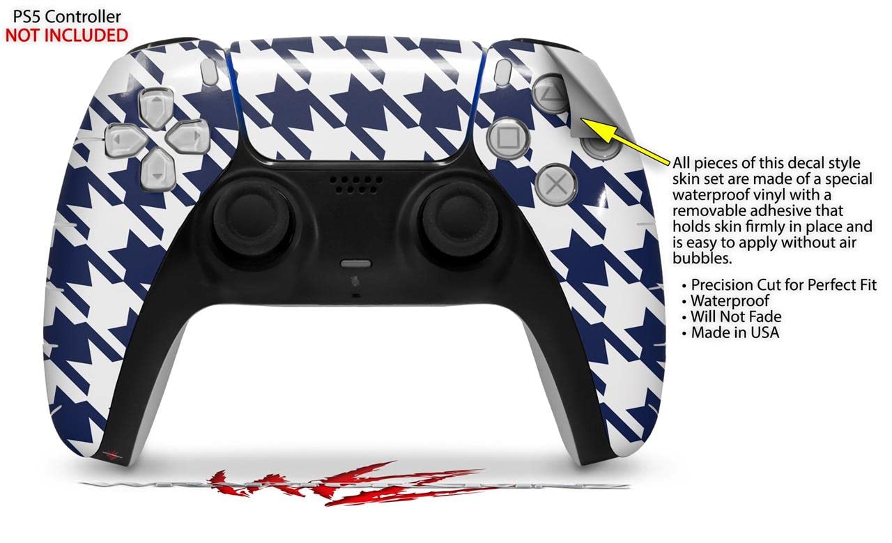 WraptorSkinz Skin Wrap compatible with Sony PS5 DualSense Controller Houndstooth Navy Blue (CONTROLLER NOT INCLUDED)