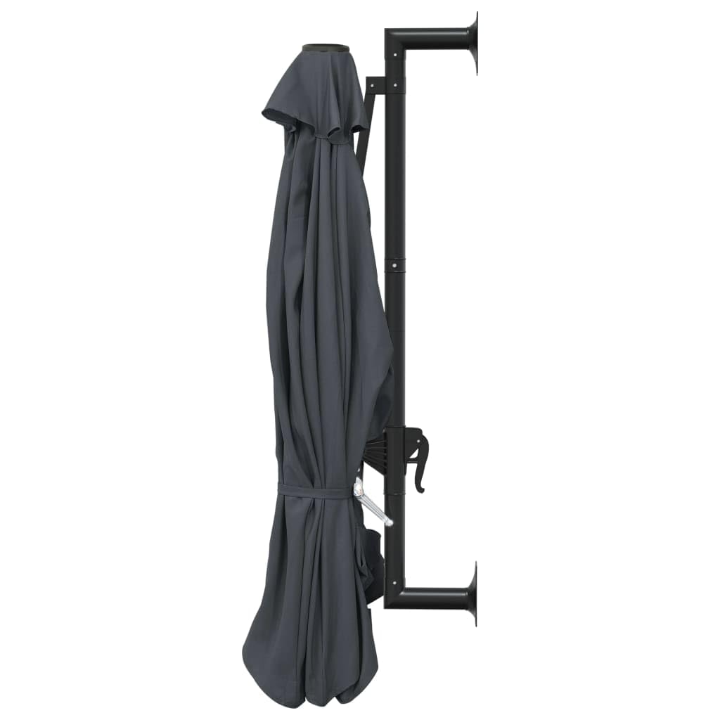 VRAXO Wall-Mounted Parasol with Metal Pole 118.1" Anthracite,Outdoor Umbrellas & Sunshades-22.55lbs