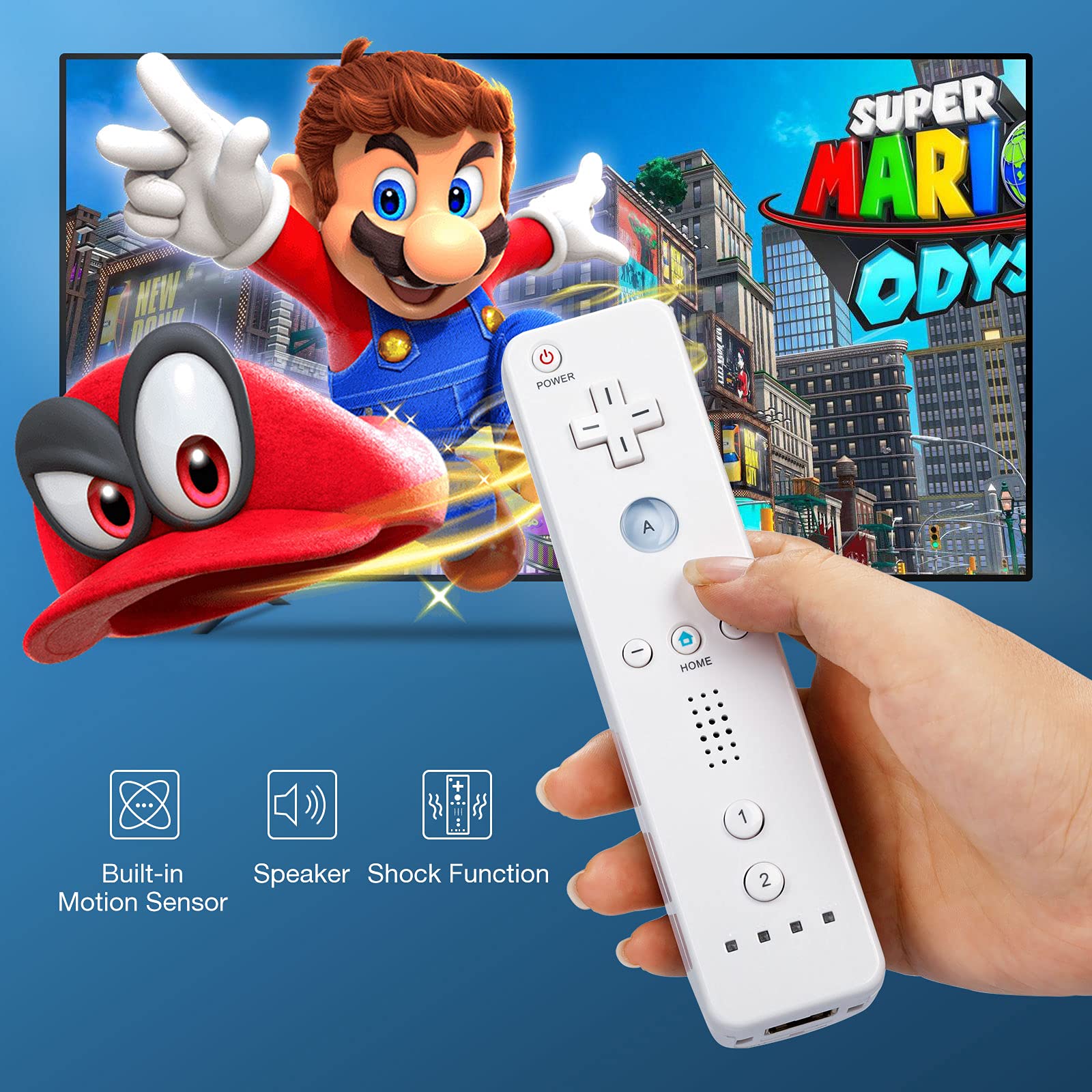 Y Team W-ii Controller, W-ii Remote Controller, W-ii U Controller with Silicone Case and Wrist Strap, W-ii Remotes Compatible with W-ii and W-ii U (White)